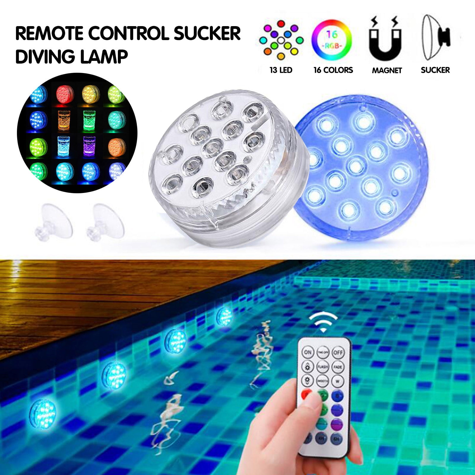 Vikakiooze 2023 Waterproof colorful underwater light Remote Control ...