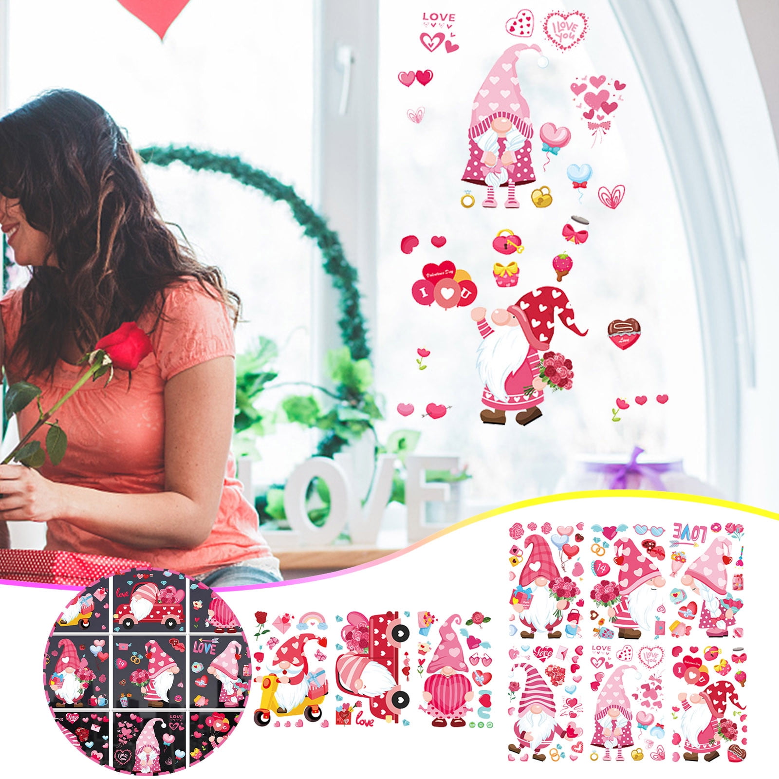 Vikakiooze 2024 Valentine's Day Static Window Sticker Creative ...