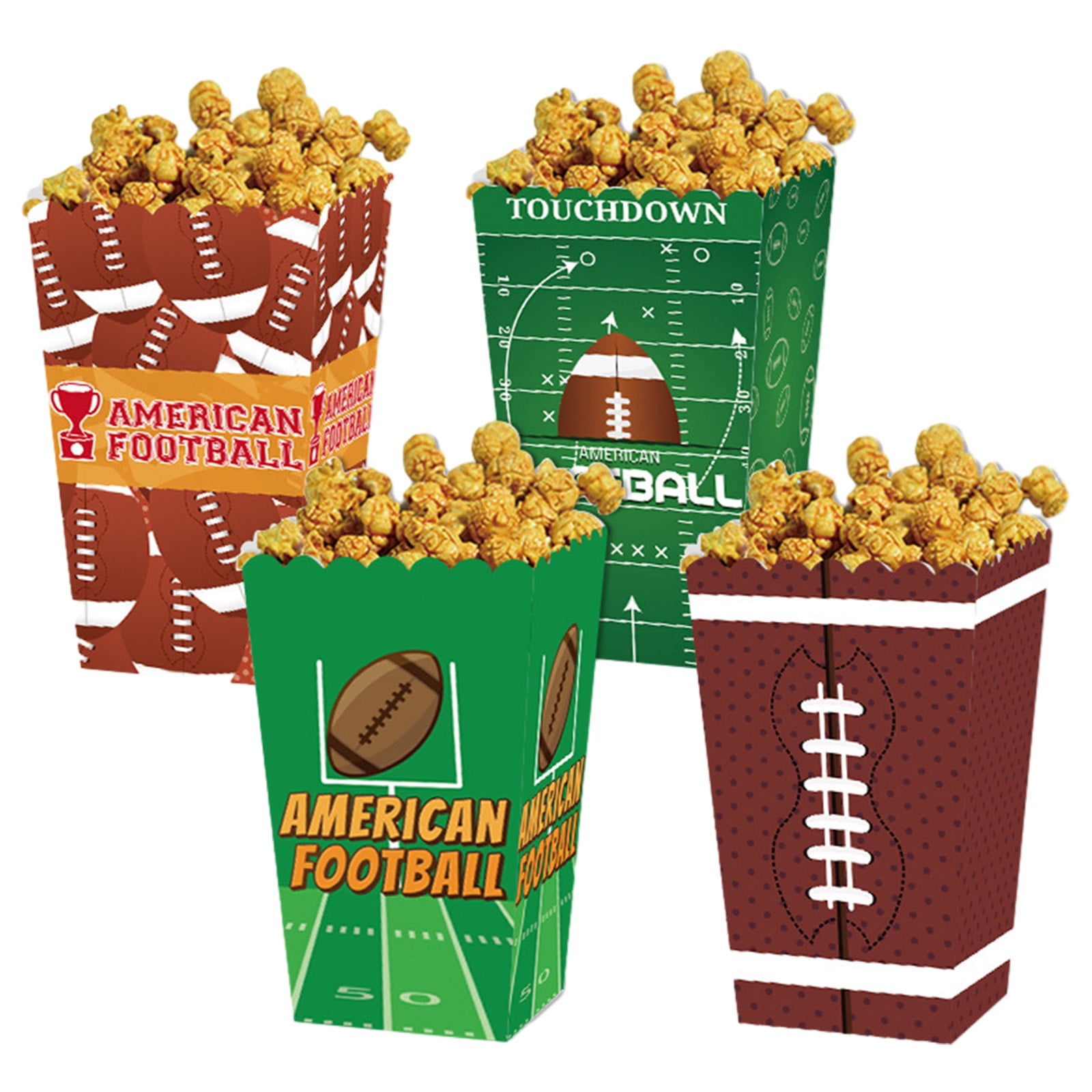 Vikakiooze 4pcs Popcorn Buckets Football Party Snacks Popcorn Boxes ...