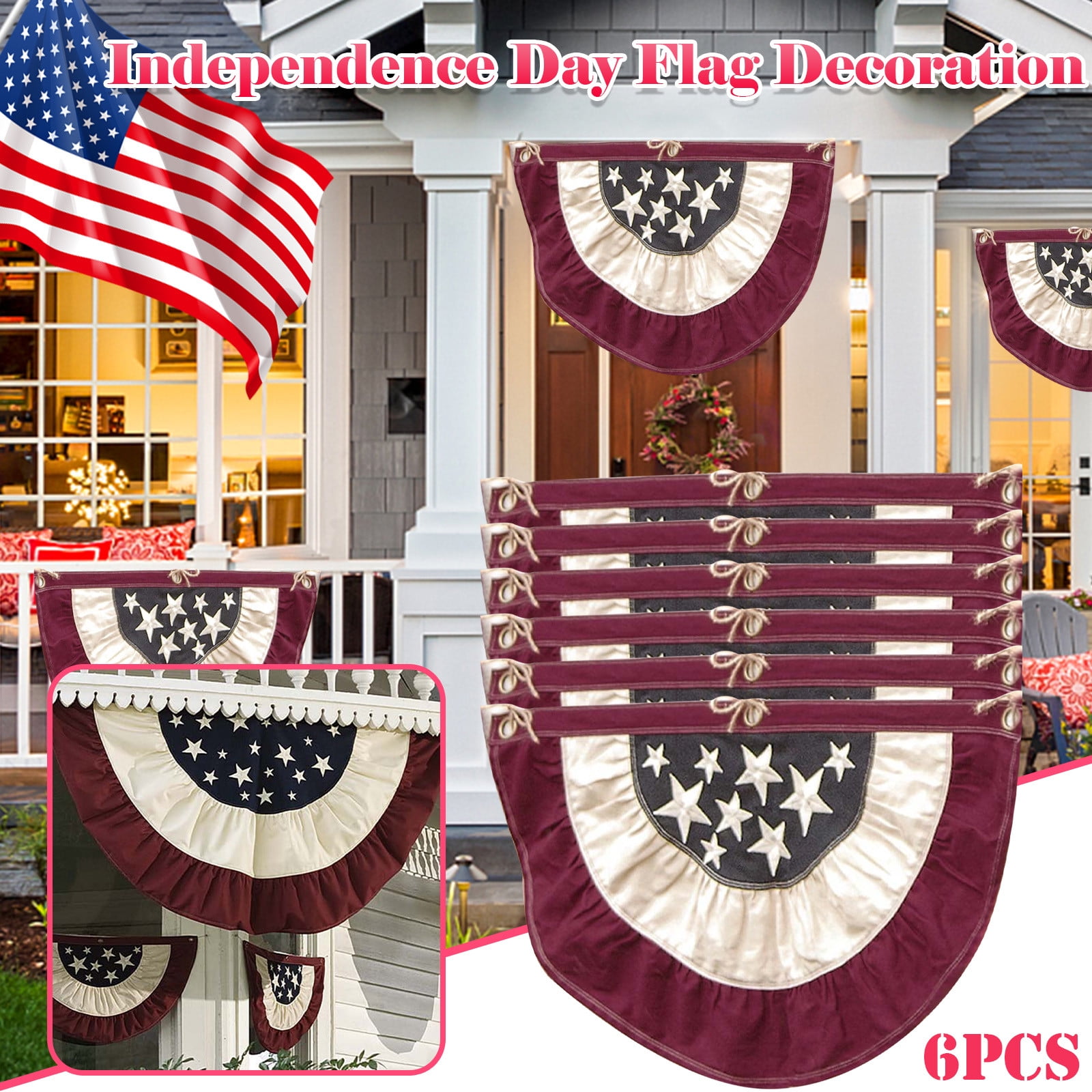 Vikakiooze American Pleated Fan Flag Usa American Bunting