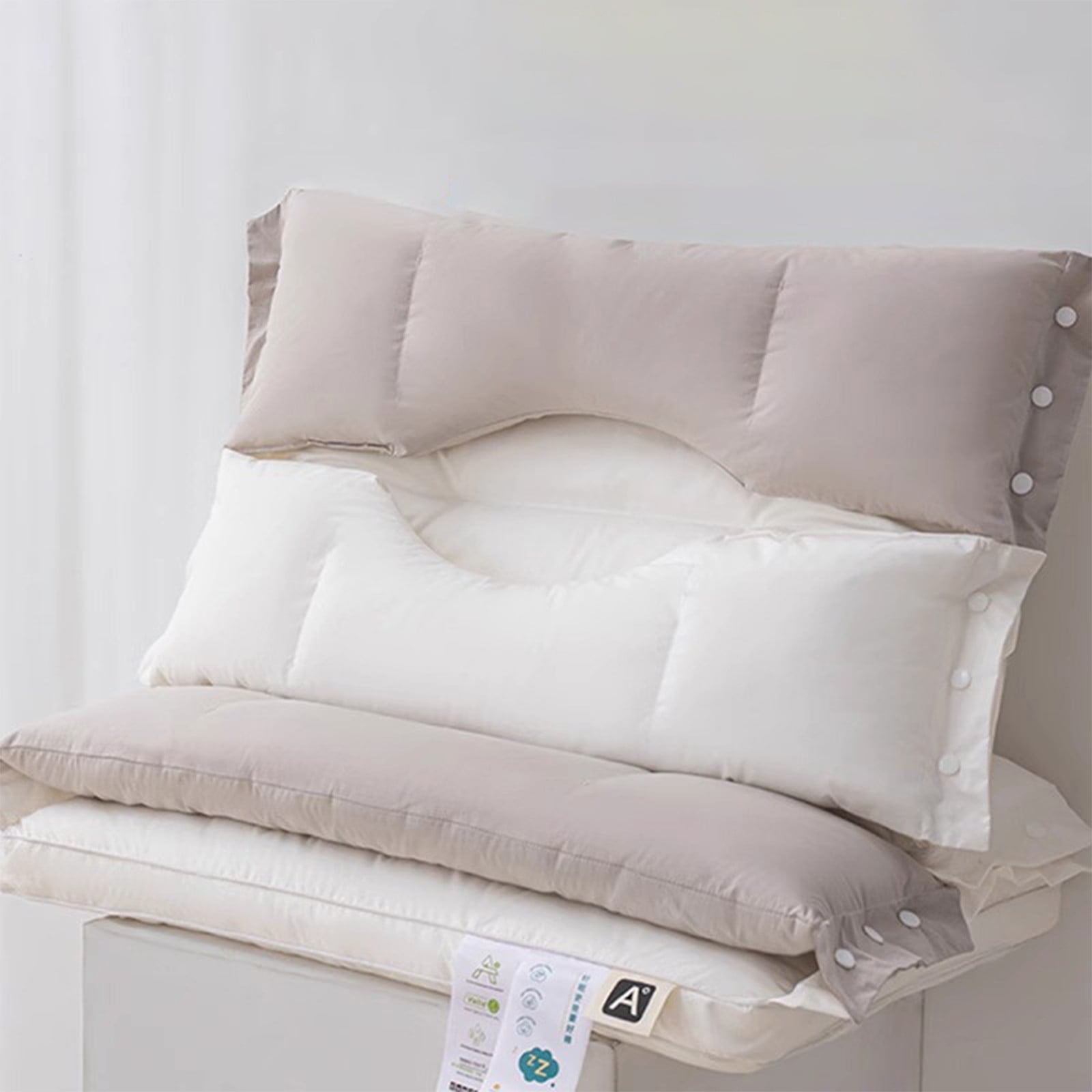 Vikakiooze Brushed Pillow Double-layer Cervical Spine Protection ...