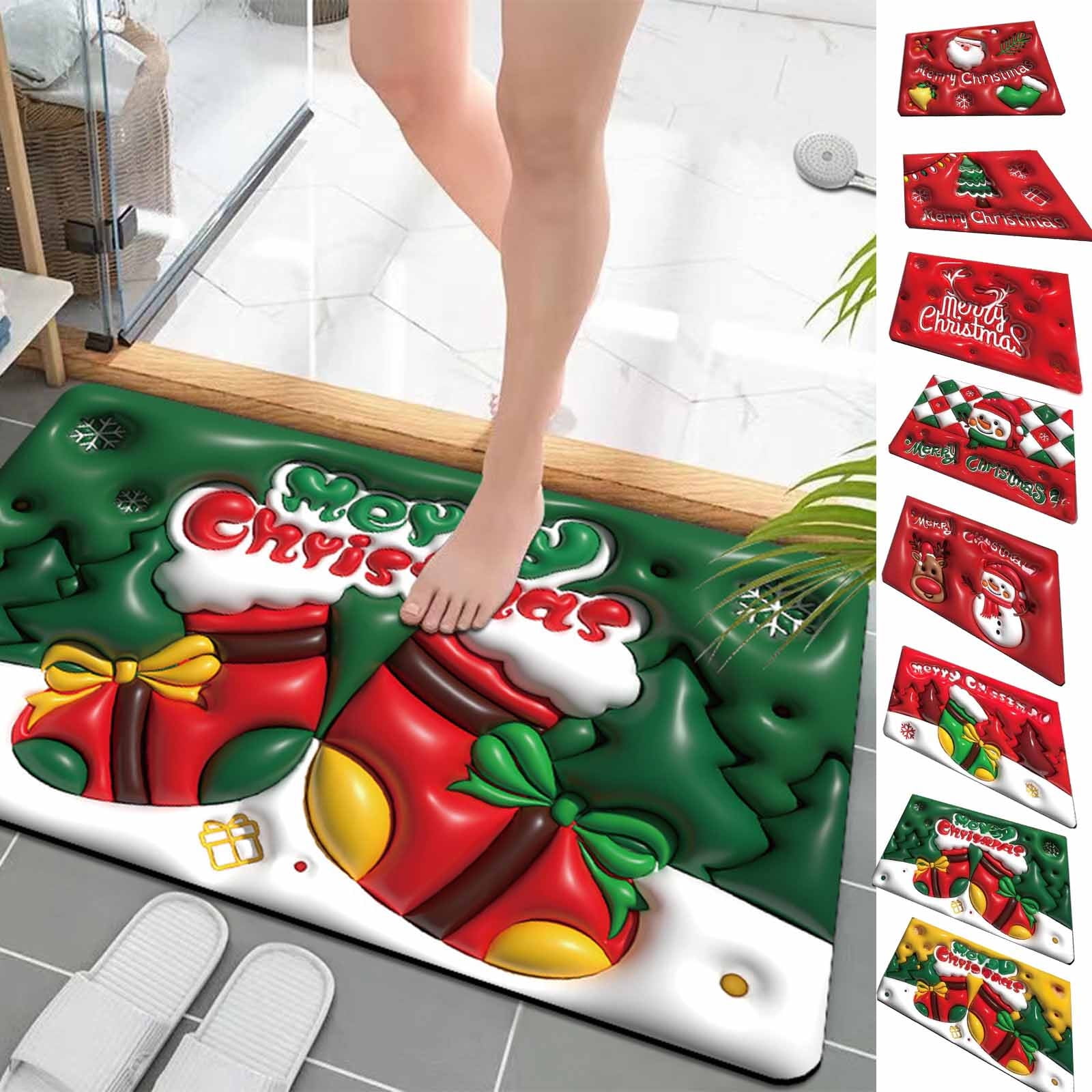 Vikakiooze Christmas Decor Diatom Mud Visual Expansion Mat Bathroom ...