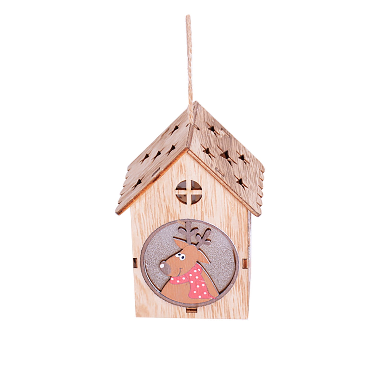 Vikakiooze Christmas Wooden Illuminated Cabin Christmas Tree Window ...