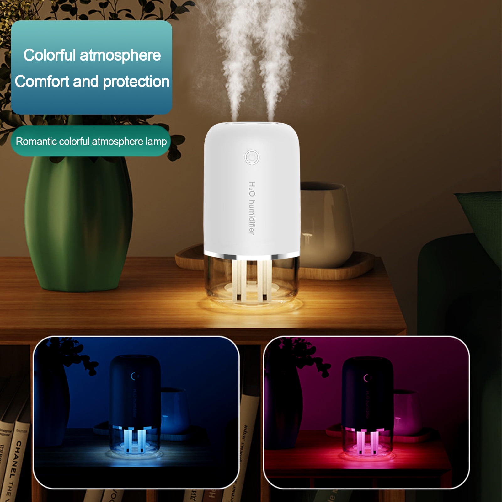 Vikakiooze Color Changing Mini Humidifier With LED Light, Portable Mini ...