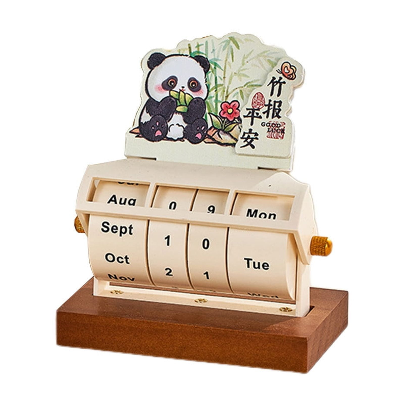 Vikakiooze Cute PandaS Wooden Calendar Ornaments Pandas Wheel Perpetual ...