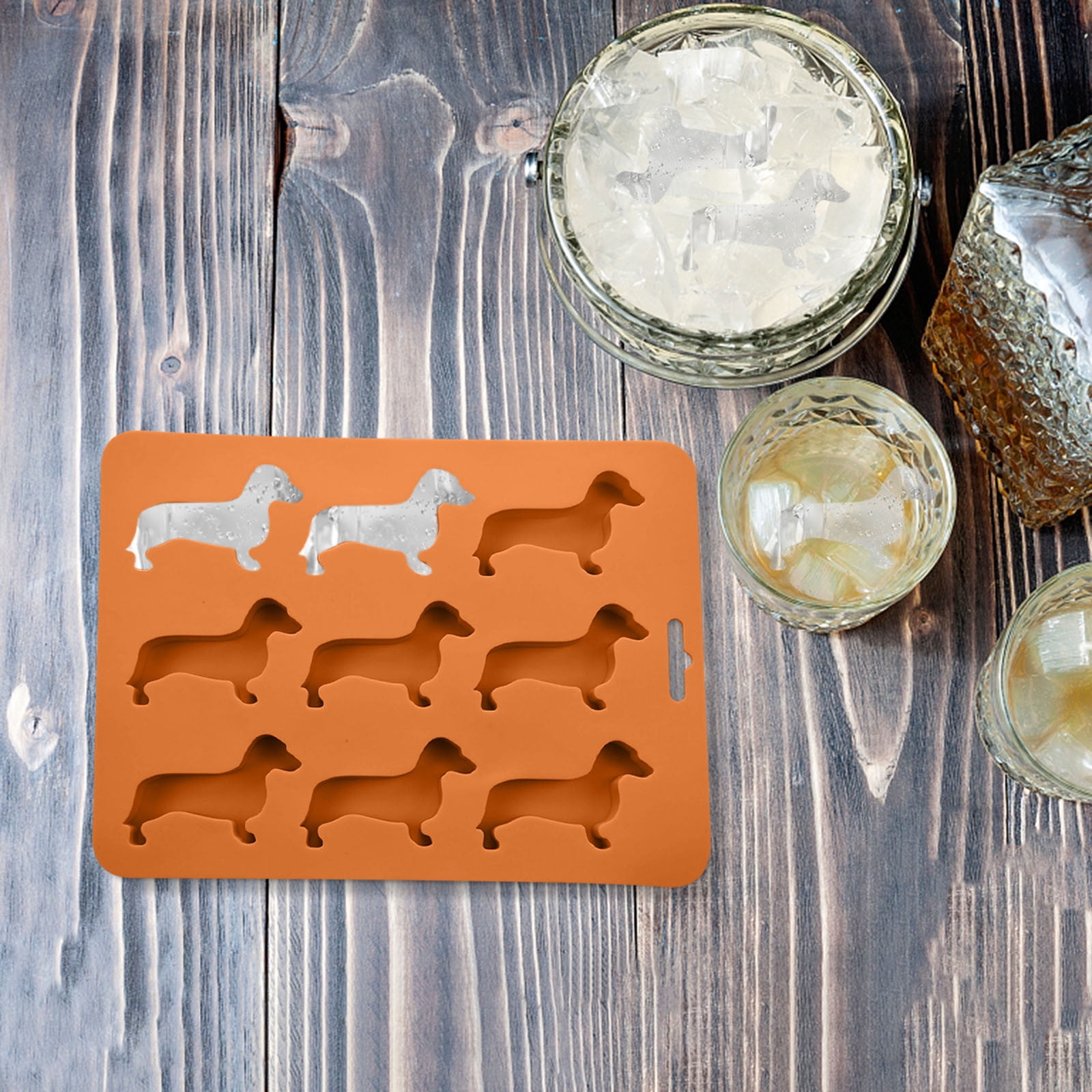 Vikakiooze Dachshund Dog Shaped Silicone Ice And Tray For Drink Ice ...
