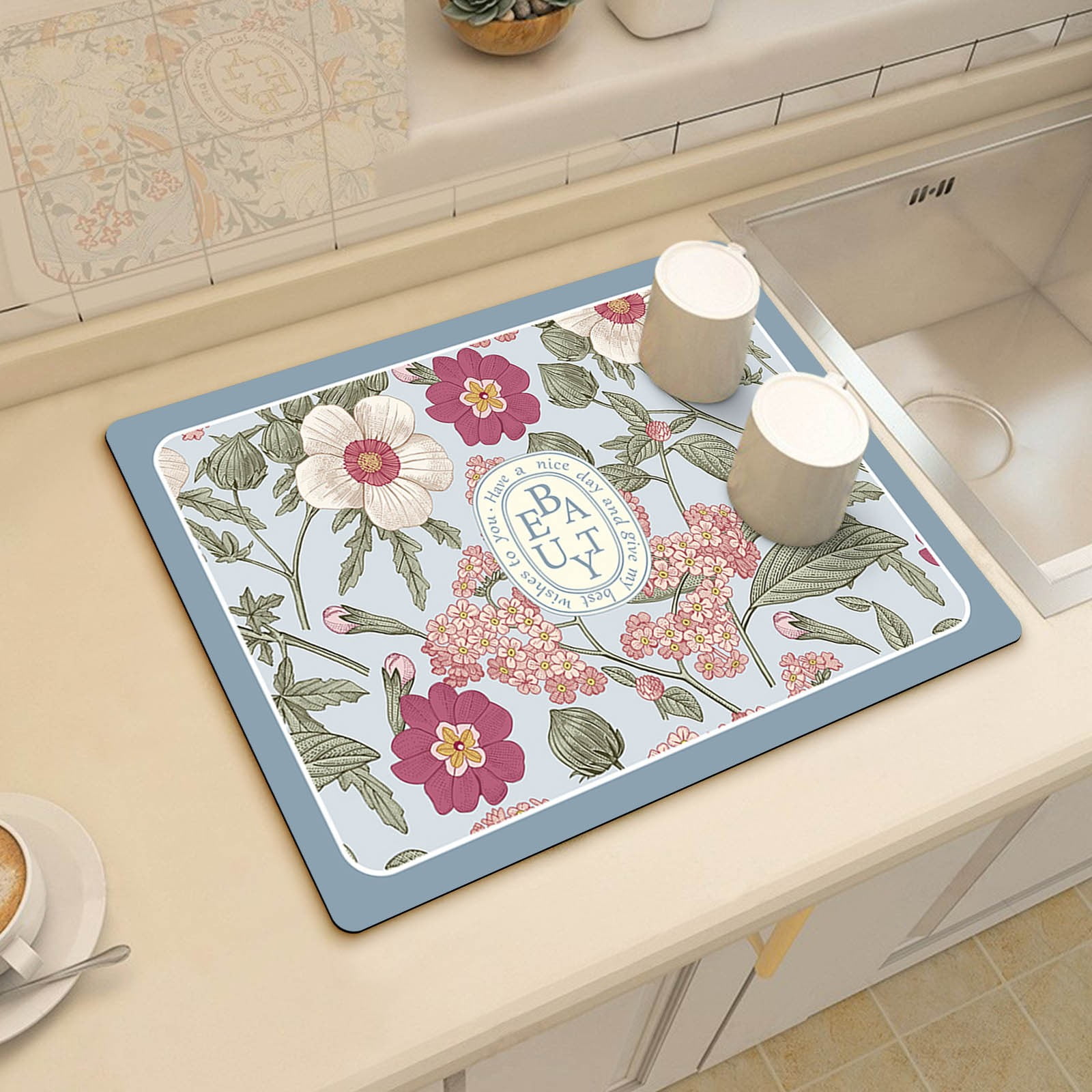 Vikakiooze Dish Drying Mats For Kitchen Counter,Diatomaceous Mat,Water ...