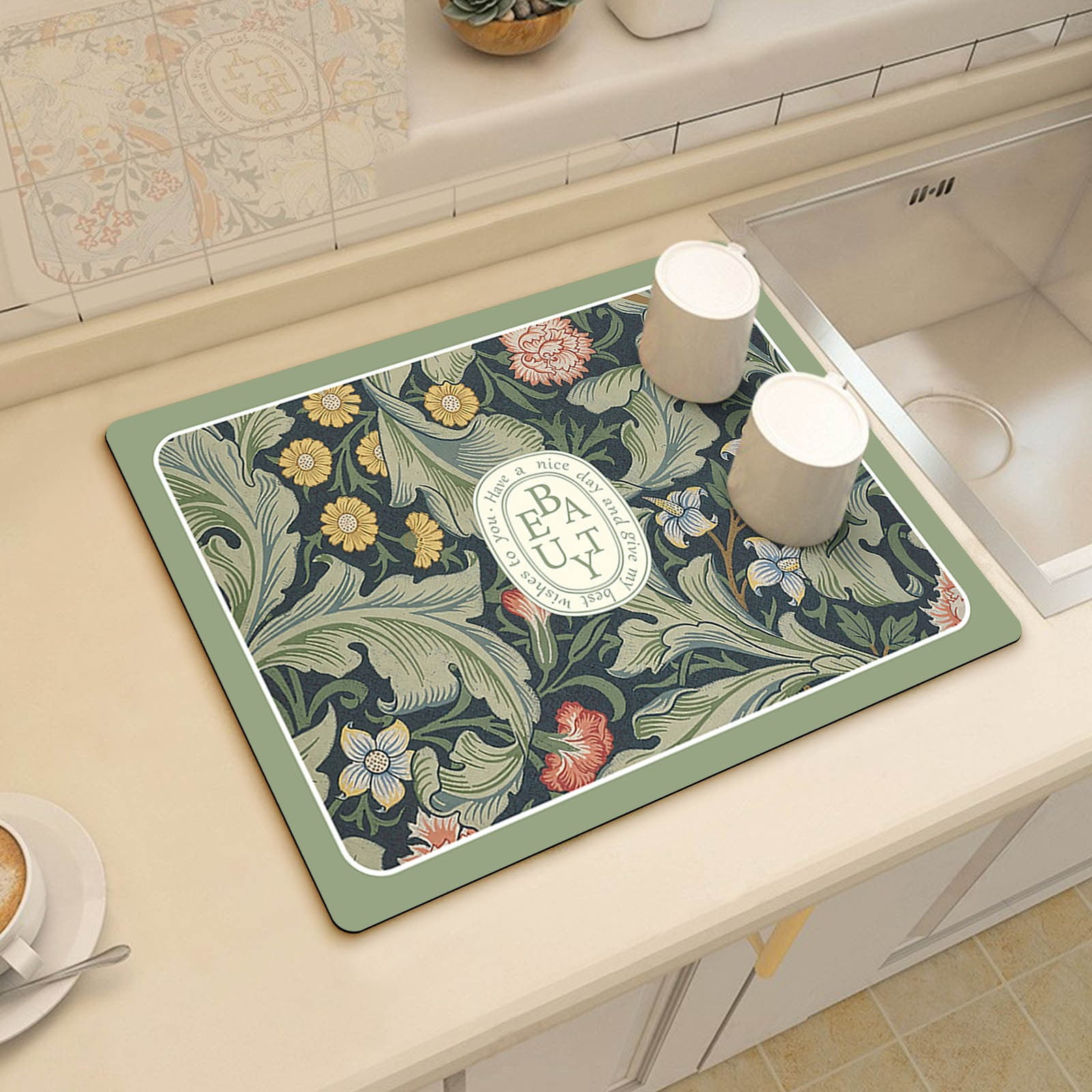 Vikakiooze Dish Drying Mats For Kitchen Counter,Diatomaceous Mat,Water ...