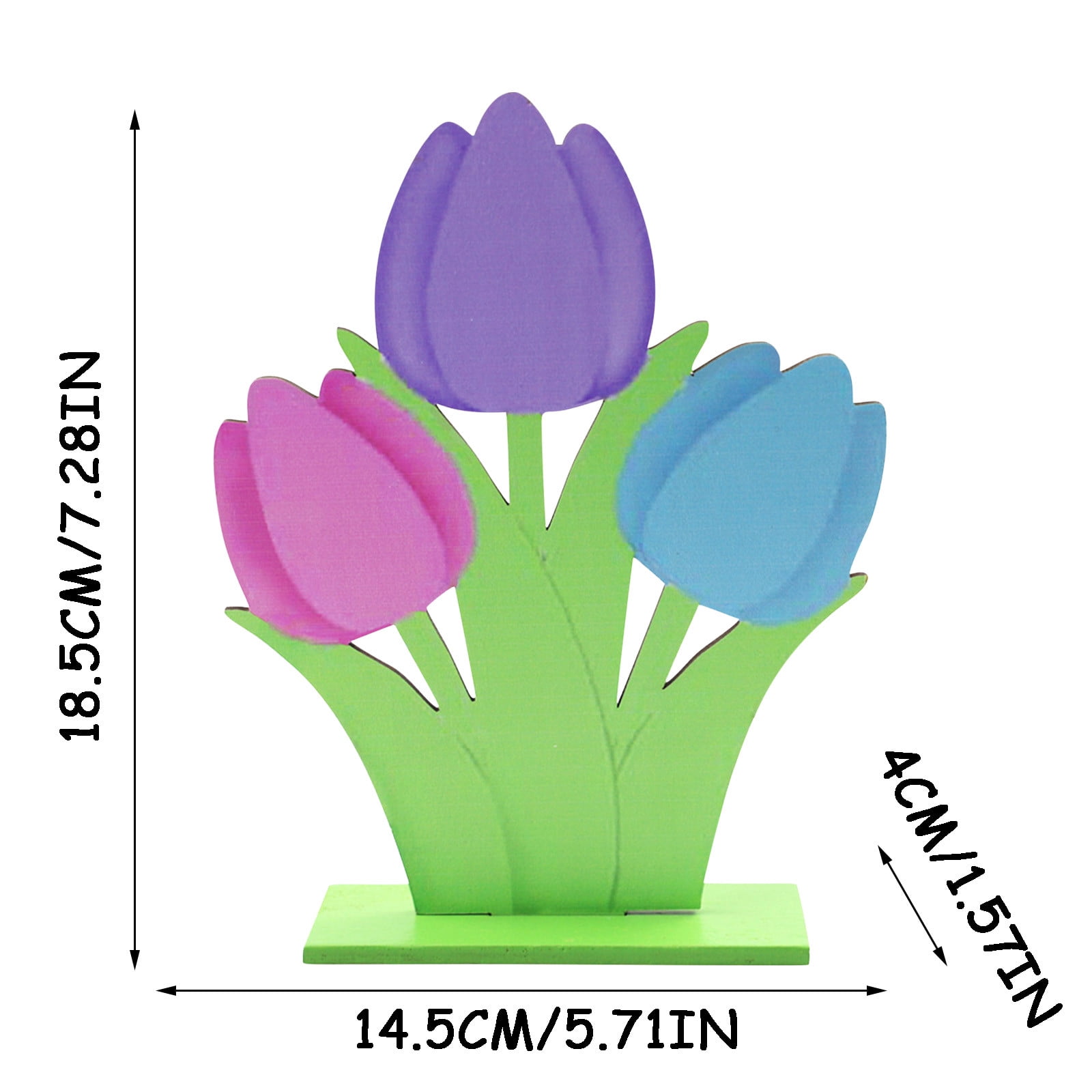 Vikakiooze Easter Wooden Crafts Painted Rabbit Chick Shape Tulips Eggs ...