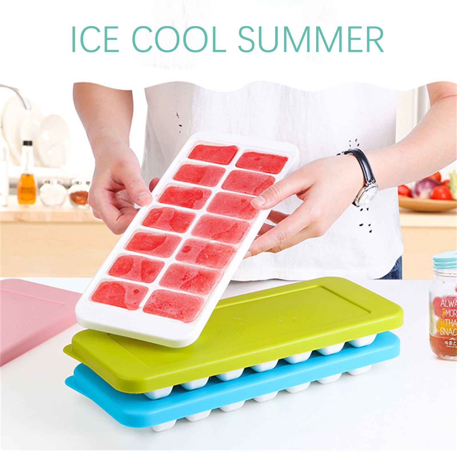 Vikakiooze Easy-Release Silicone And Flexible 14 Ice Trays With Splash ...