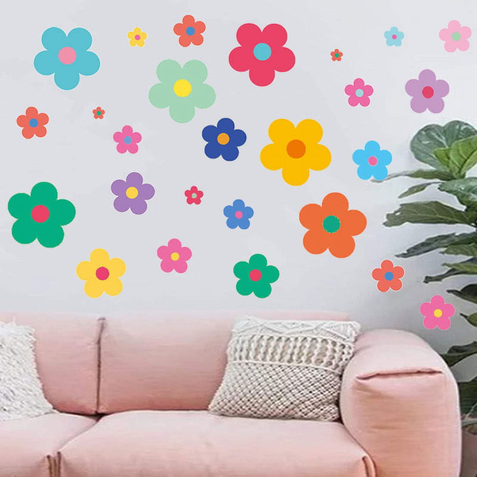 Vikakiooze Flower Wall Decals,Vinyl Peel and Stick Boho Colorful ...