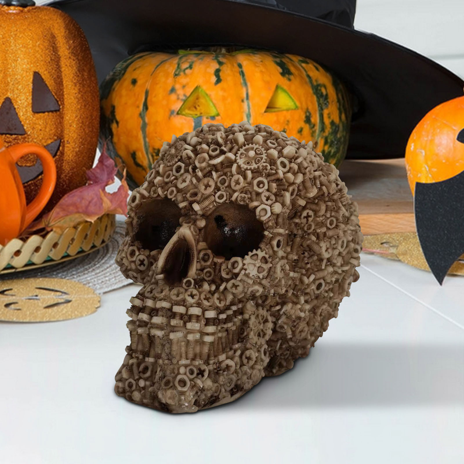 Vikakiooze Halloween Decorations Indoor Resin Skull Screw Skull Crafts ...