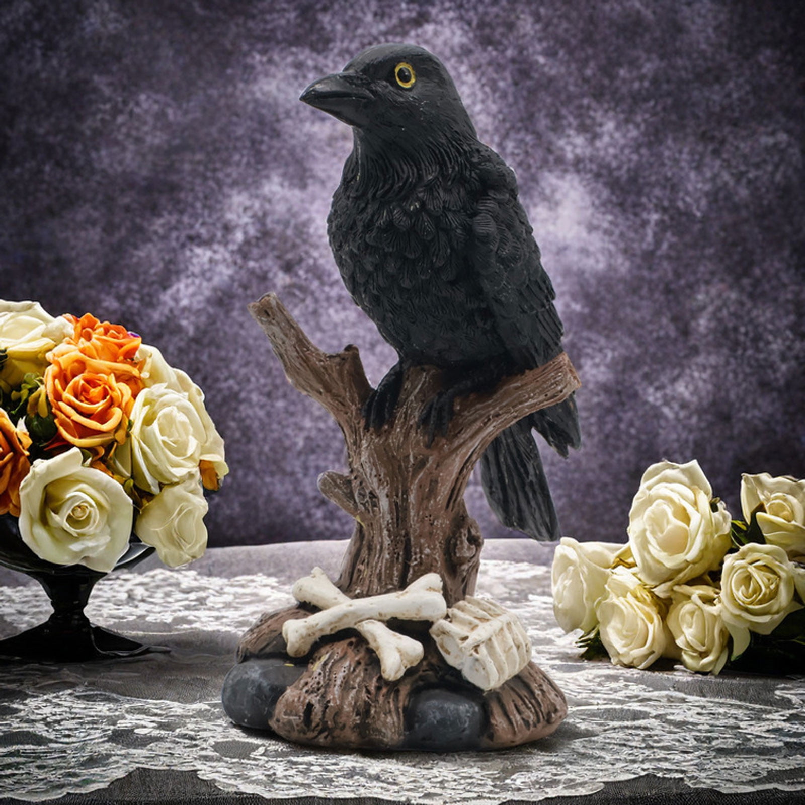 Vikakiooze Halloween Decorations, Terrifying Halloween Statue Crow Tree ...
