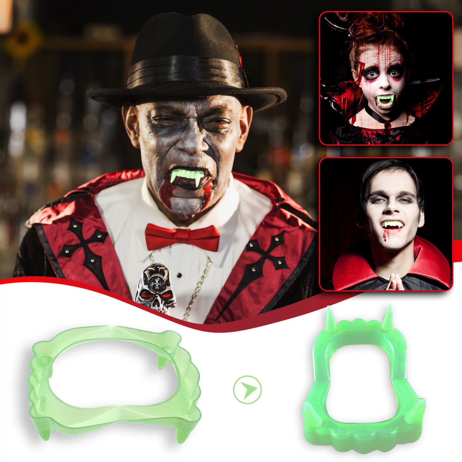 Vikakiooze Halloween Halloween Tricky Toys Horror Luminous Dentures ...