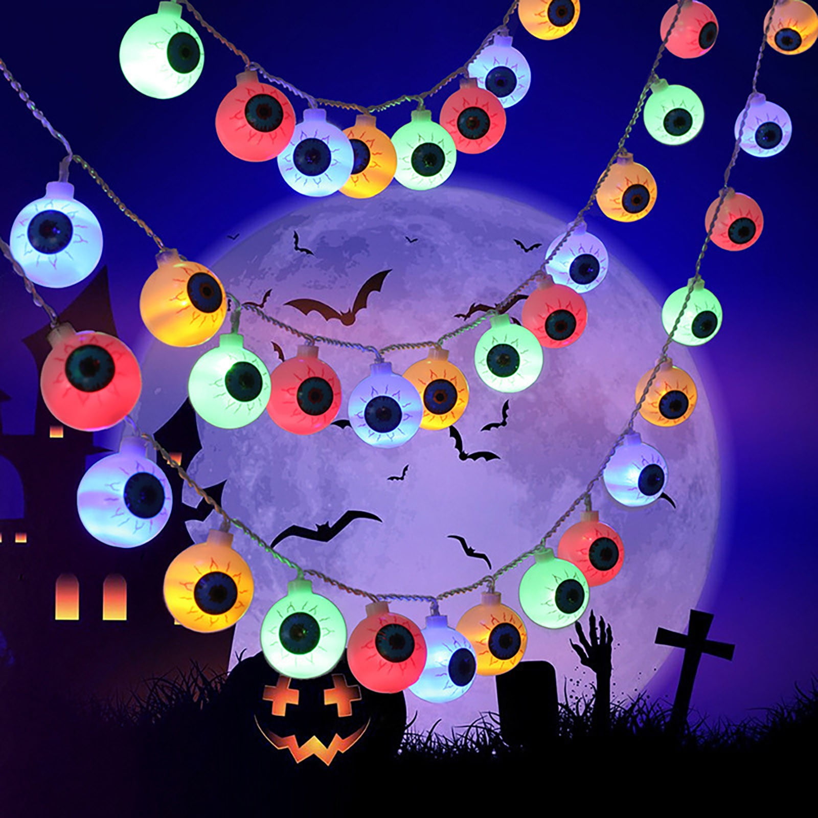 Vikakiooze Halloween Tree Halloween Ghost Eye LED String Light Battery ...