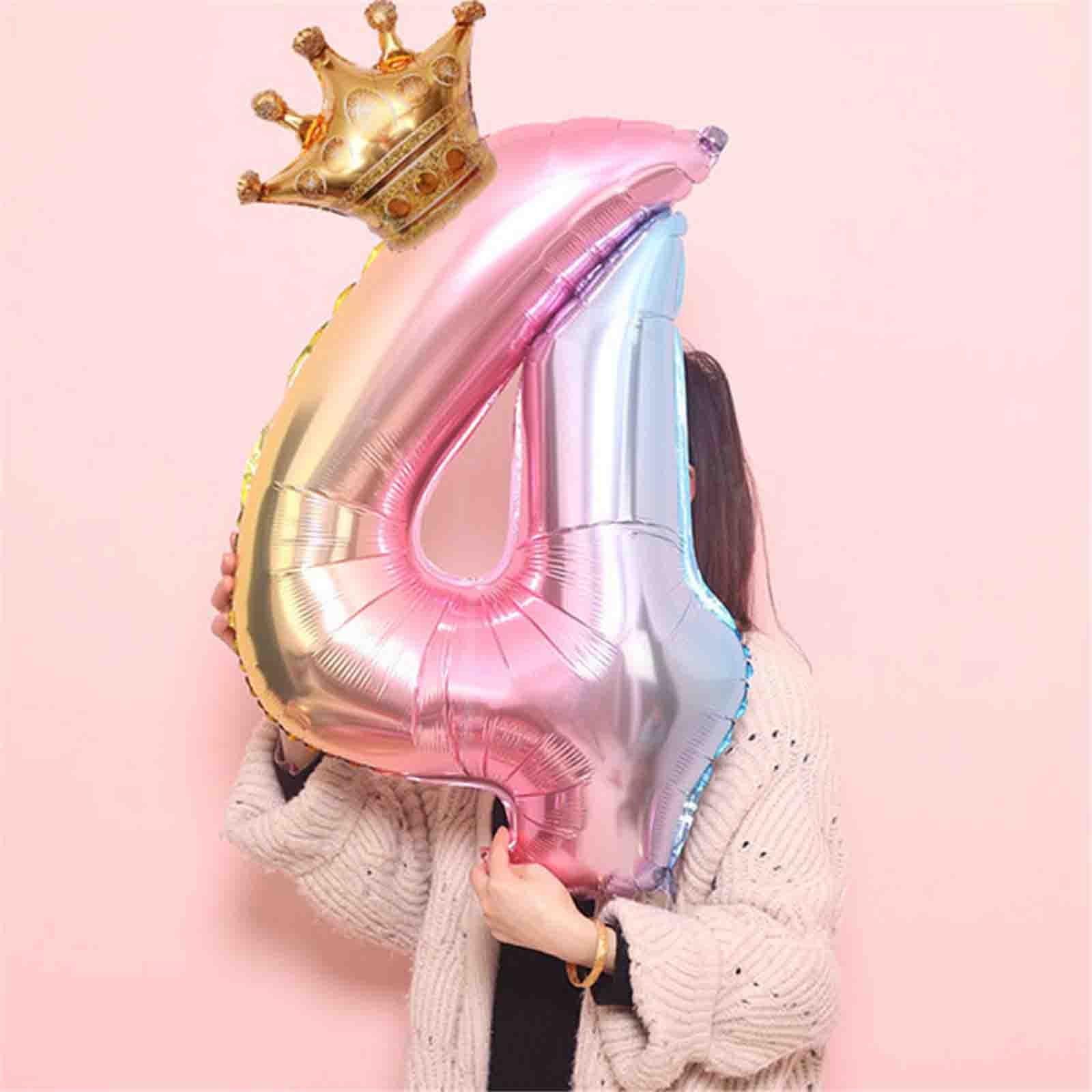 Vikakiooze Happy Birthday Decorations, Crown Number Foil Balloons ...