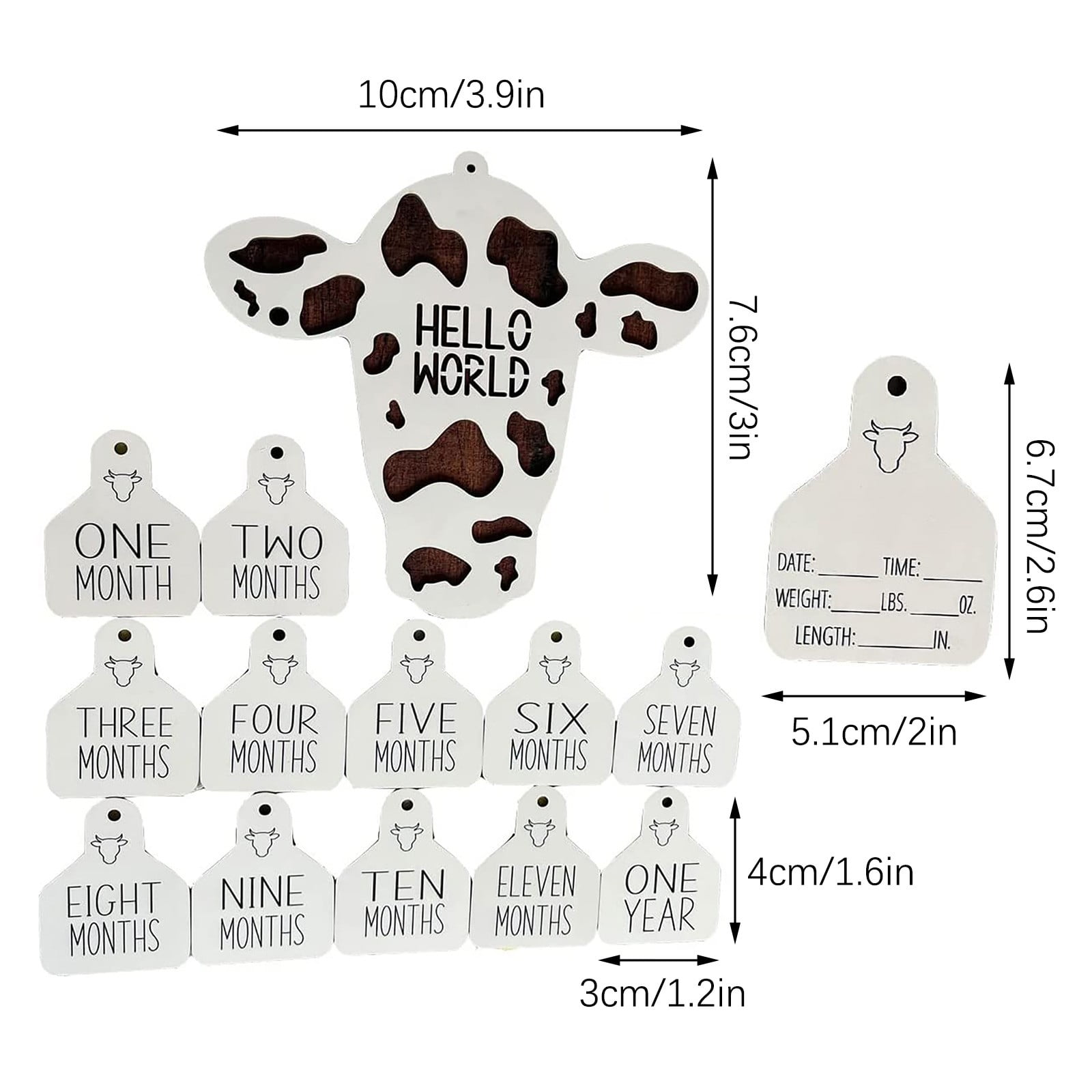 Vikakiooze Home Decor, 14Pcs Wooden 3D Cow Themed Baby Monthly Markers ...