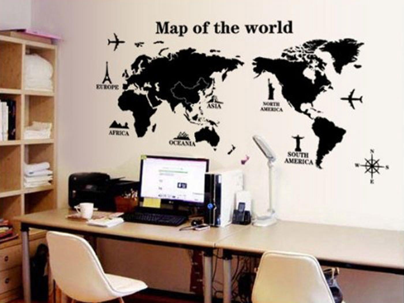 Vikakiooze Home Decor DIY World Map Removable Vinyl Quote Art Wall ...