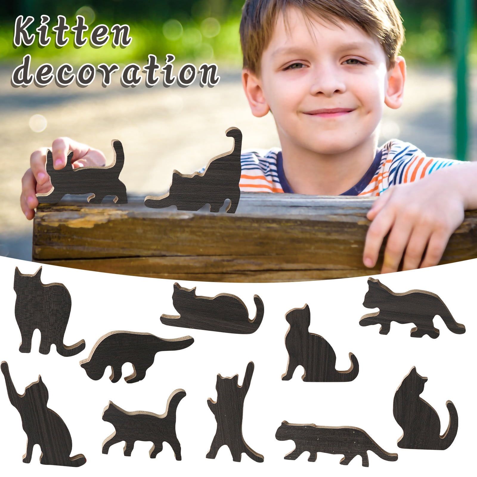 Vikakiooze Home Decor Woodwork Cat Ornaments 12 Cute Cat Ornaments Of ...