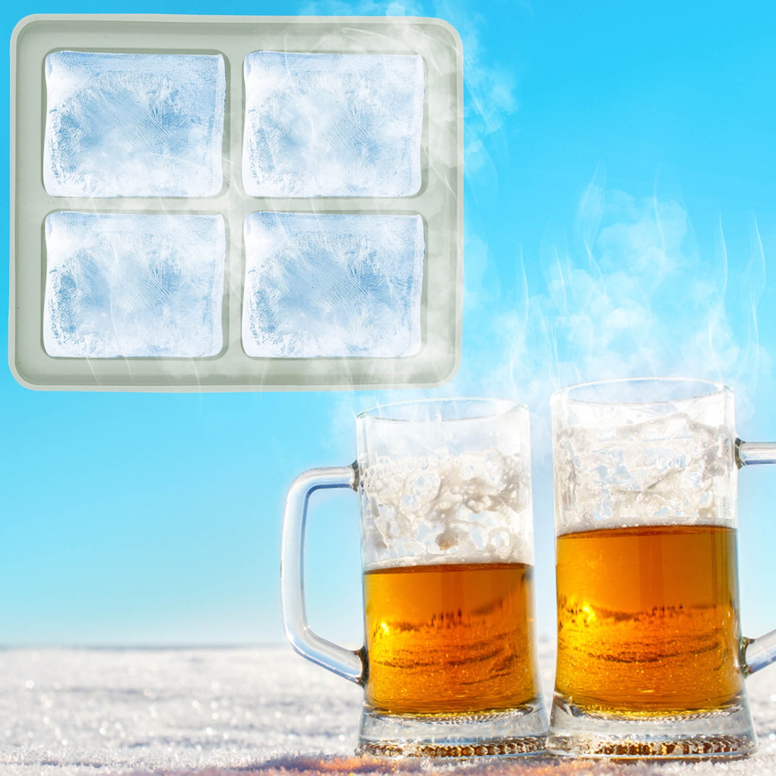 Vikakiooze Ice Cube Tray Ice Cubes Cubes Trays Large Size Silicone Ice ...