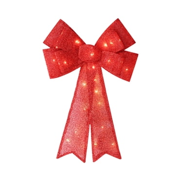 Best Choice Pre-Lit Christmas Bows Set of 3, Outdoor LED Decor w/ 8 ...