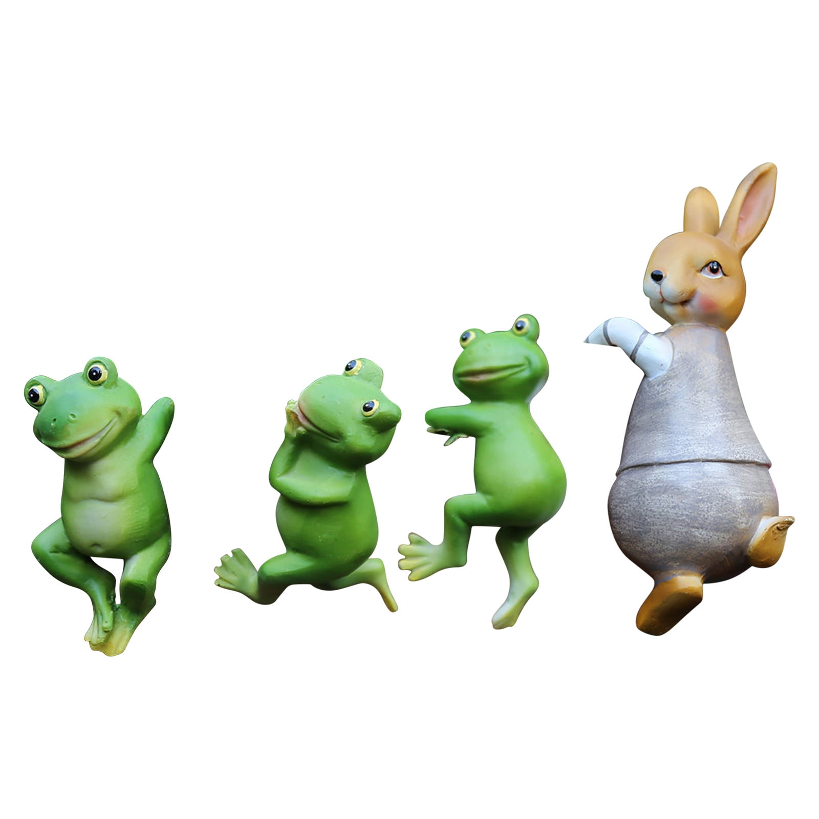 Vikakiooze Mini Green Frog Bunny Statues for Plant Pot, Outdoor ...