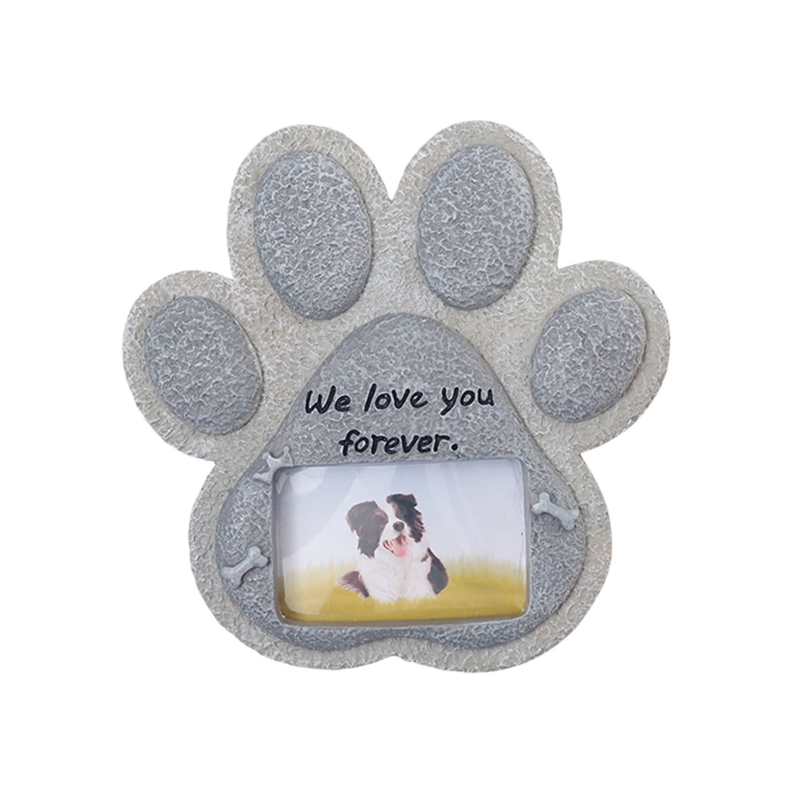 Vikakiooze Paw Print Pet Memorial Stone Grave Marker With Photo Frame ...