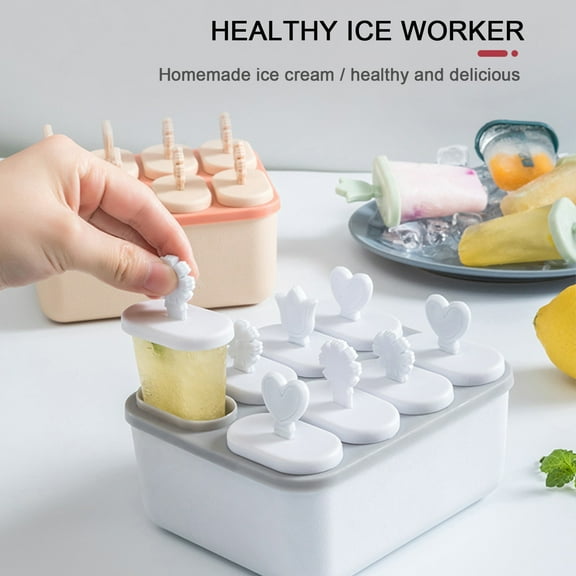 xaoyunyn 6 Cavity Ice Cream Molds with Lid DIY Ice Cream Molds ...