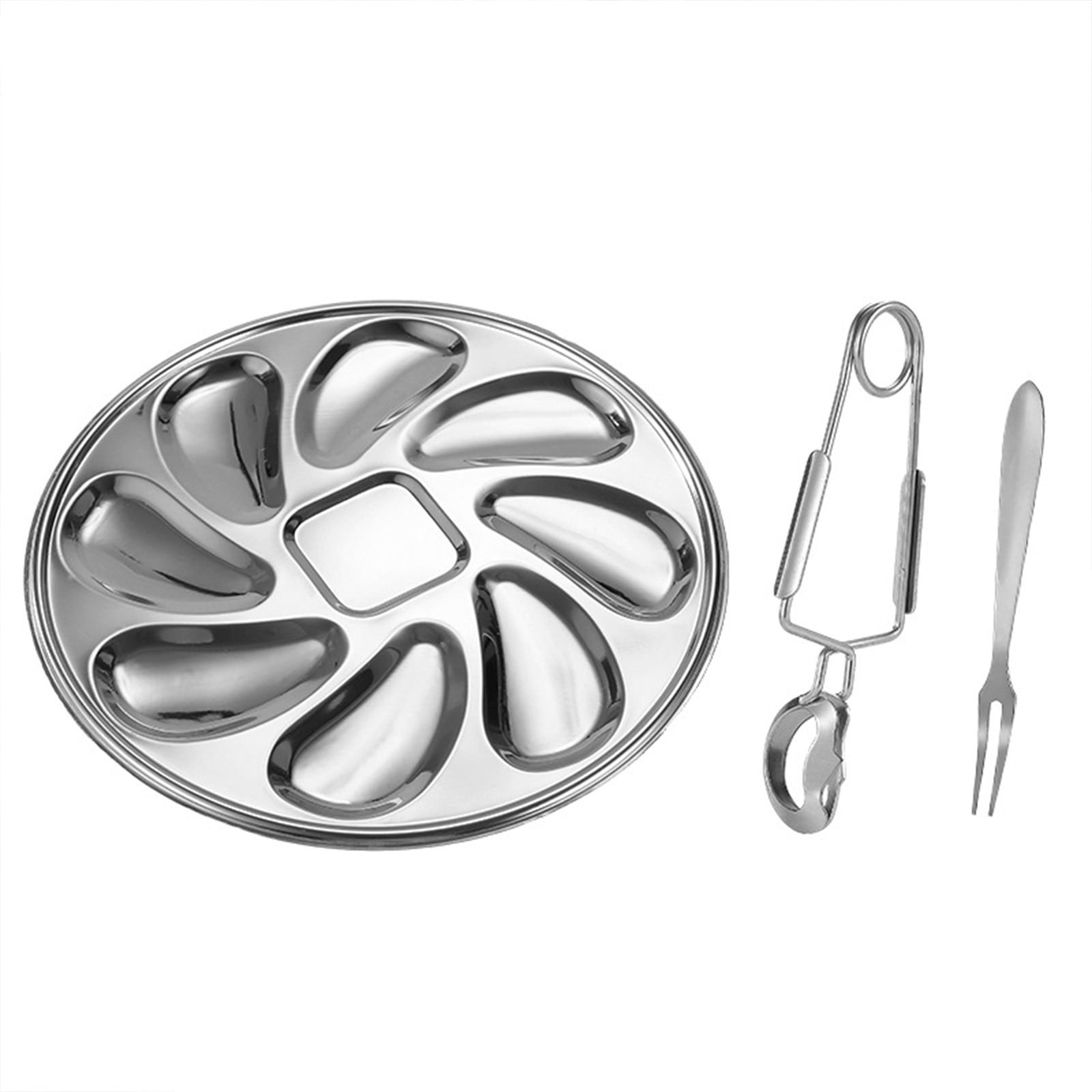 Vikakiooze Stainless Steel Scallop Tray Set Of 3 Dishes With Center ...