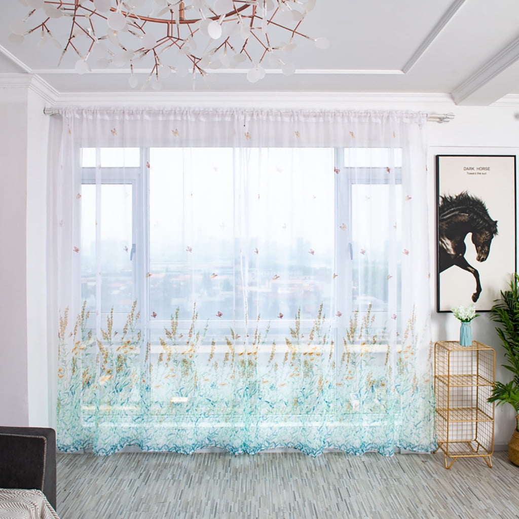 Vikakiooze Trees Sheer Curtain Tulle Window Treatment Voile Drape ...