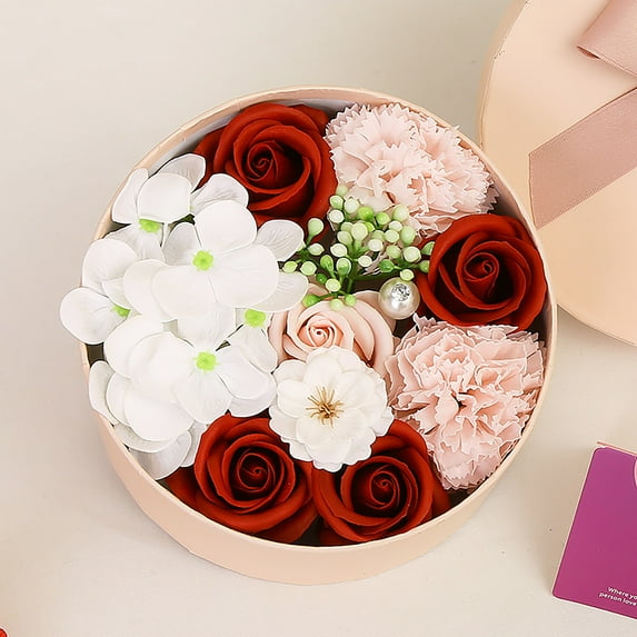 Vikakiooze Valentine's Day Gift Soap Flower Small Round Box Bouquet ...
