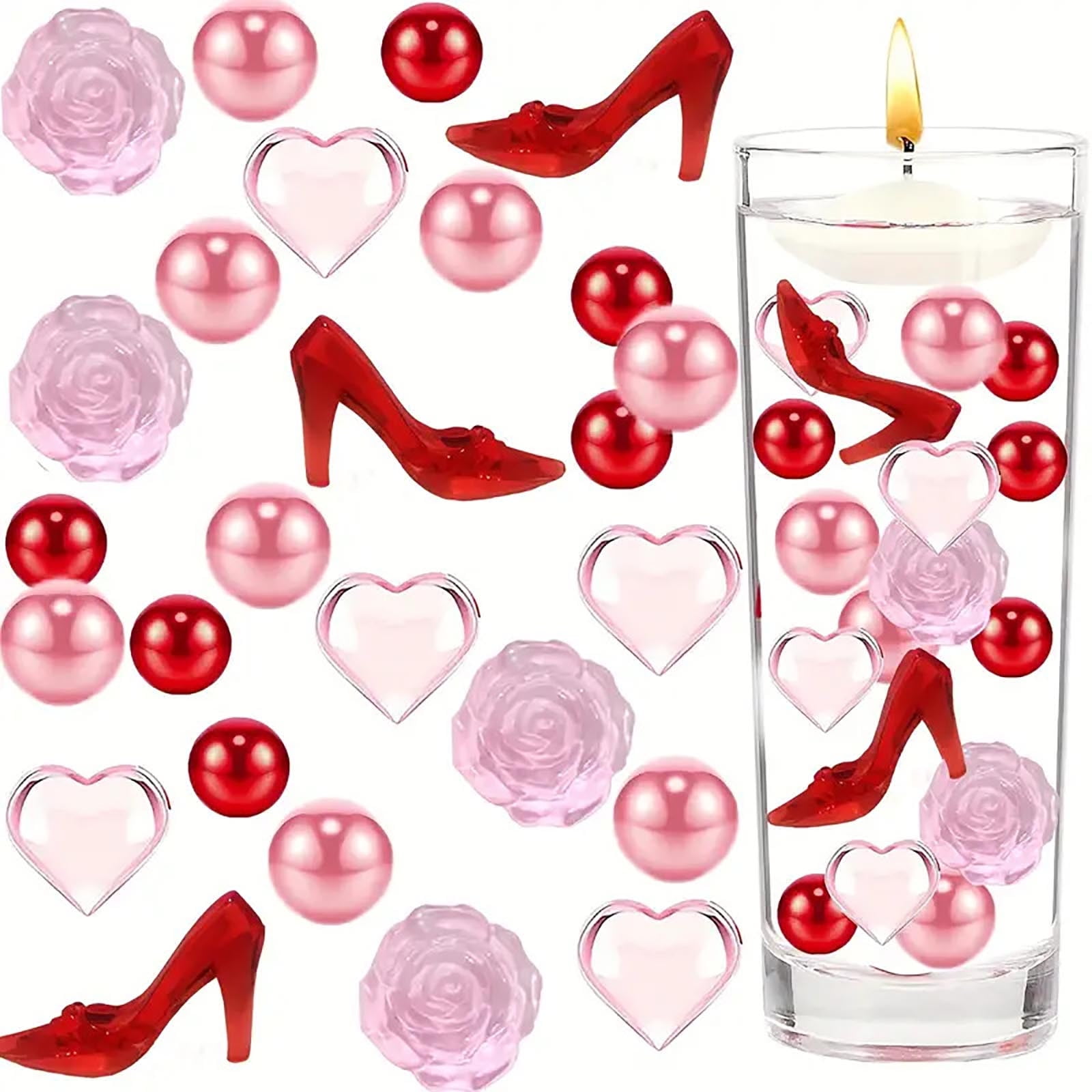 Vikakiooze Valentine's Day Wedding Vase Filler,Heart Pearls Water Gels ...