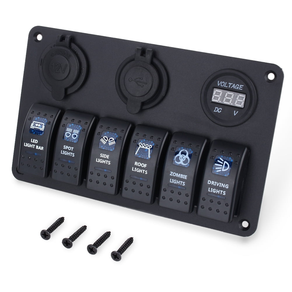 Vikenar 6 Interruptor de manera LED Coche Barco Rocker Panel + USB ...