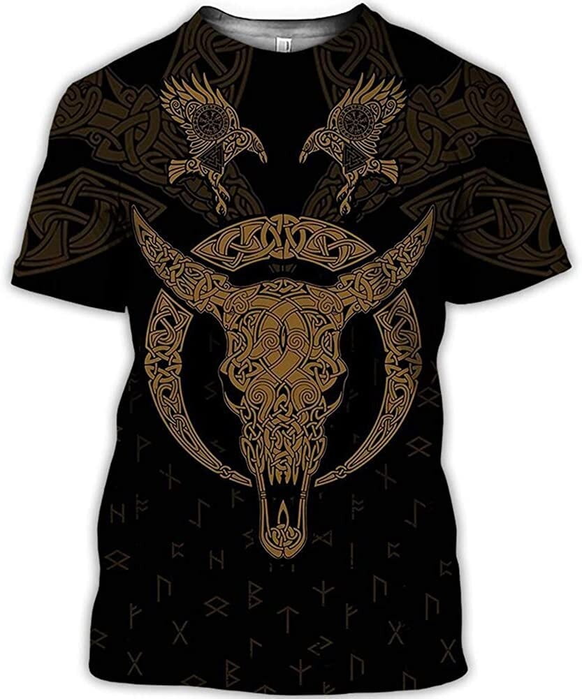 Viking 3D Printed T-Shirt, Viking Unisex Nordic Mythology Valknut ...