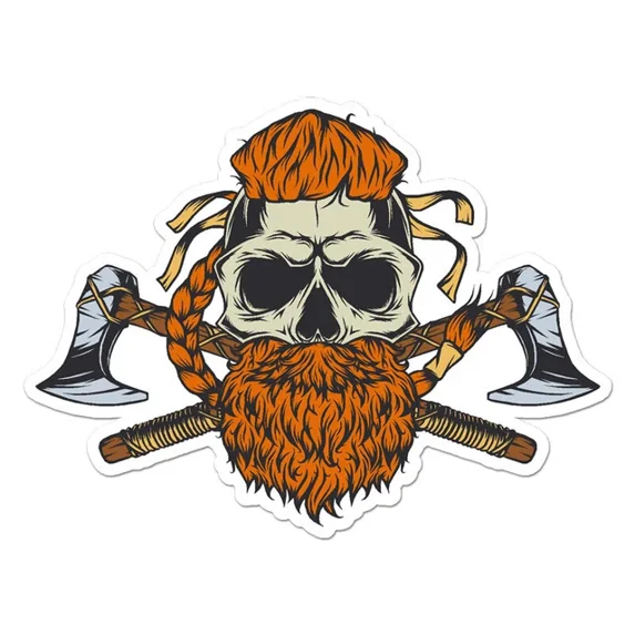 Viking Axes Skull Sticker Indoor Outdoor Phone Decal Water Bottle ...