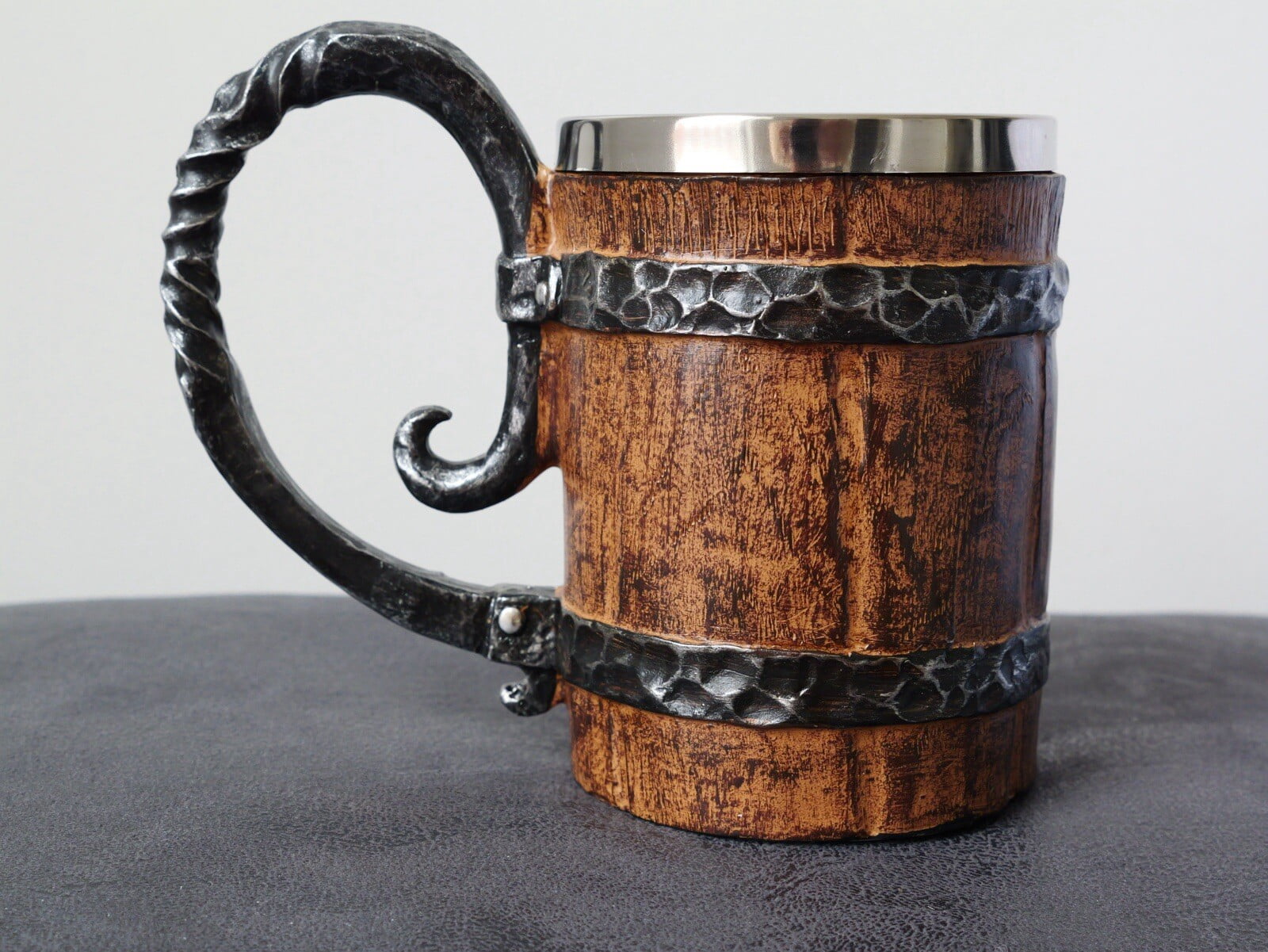 Viking Barrel Mug Rustic Medieval Feast 550ML Stainless Steel Norse ...