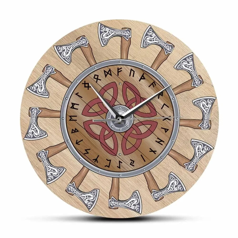 Viking Battle Axes In Circle Contemporary Wall Clock Medieval Home ...