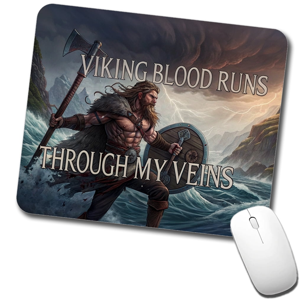 Viking Blood Runs Through My Veins Scandinavian Norse Warrior Mouse Pad ...