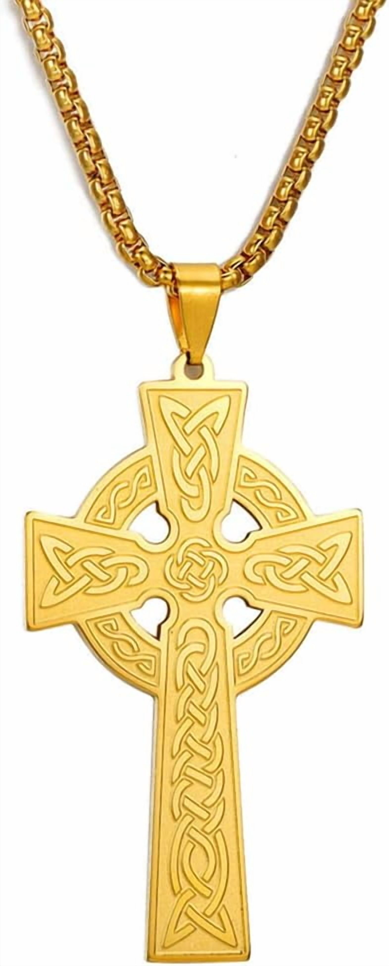 Viking Celtic Cross Necklace Irish Prayer Pendant Crucifix Religious ...
