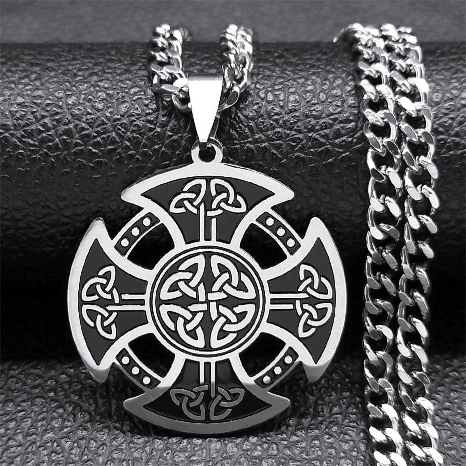 Viking Celtic Knot Cross Necklace 14K White Gold Amulet Witch Trinity ...