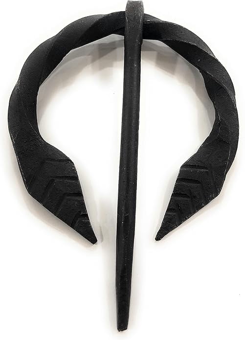 Viking Cloak Pin, Norse Black Leaf Penannular Brooch, Medieval Apron ...