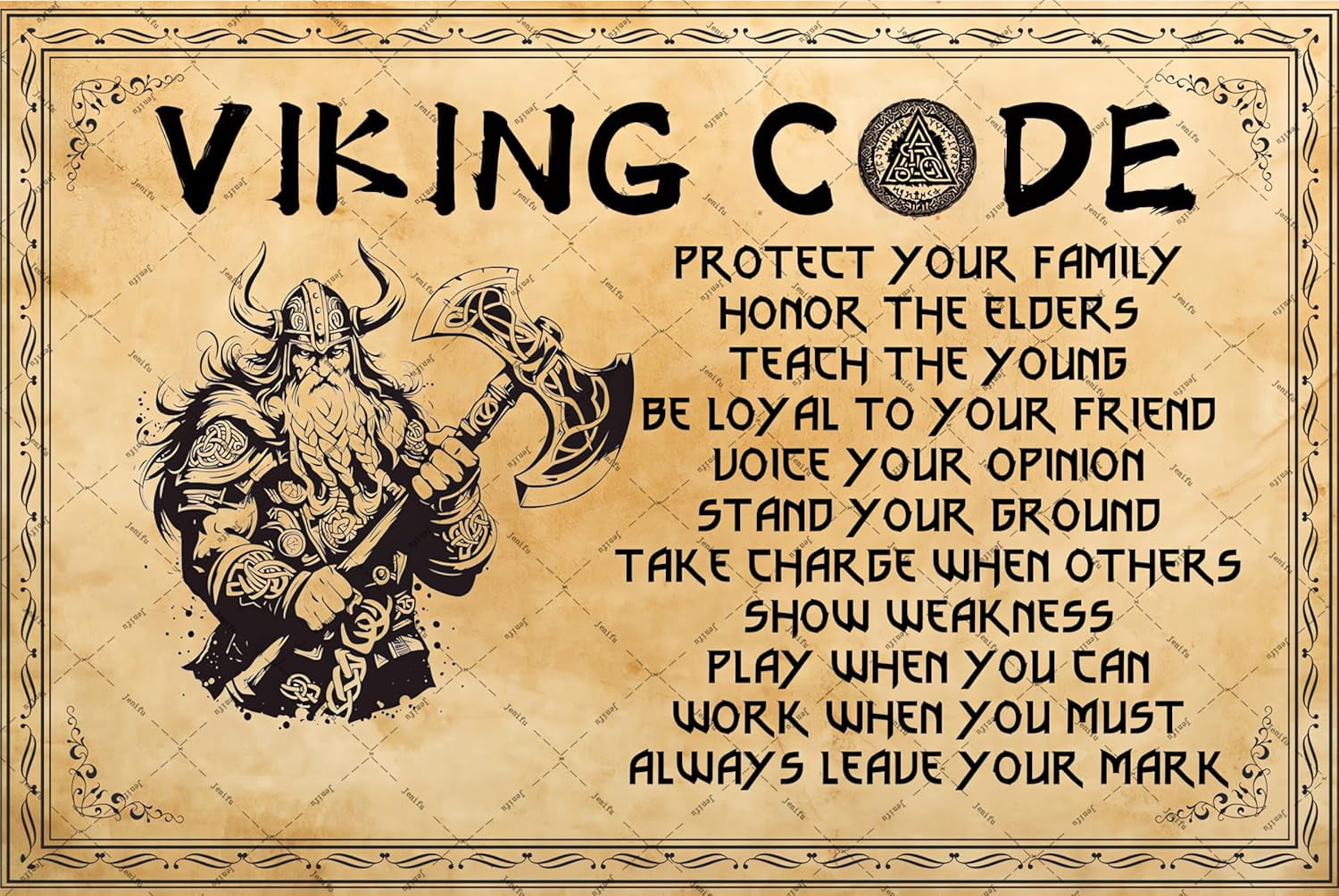 Viking Code Sign Viking Wall Decor Viking Signs Inspirational Viking ...