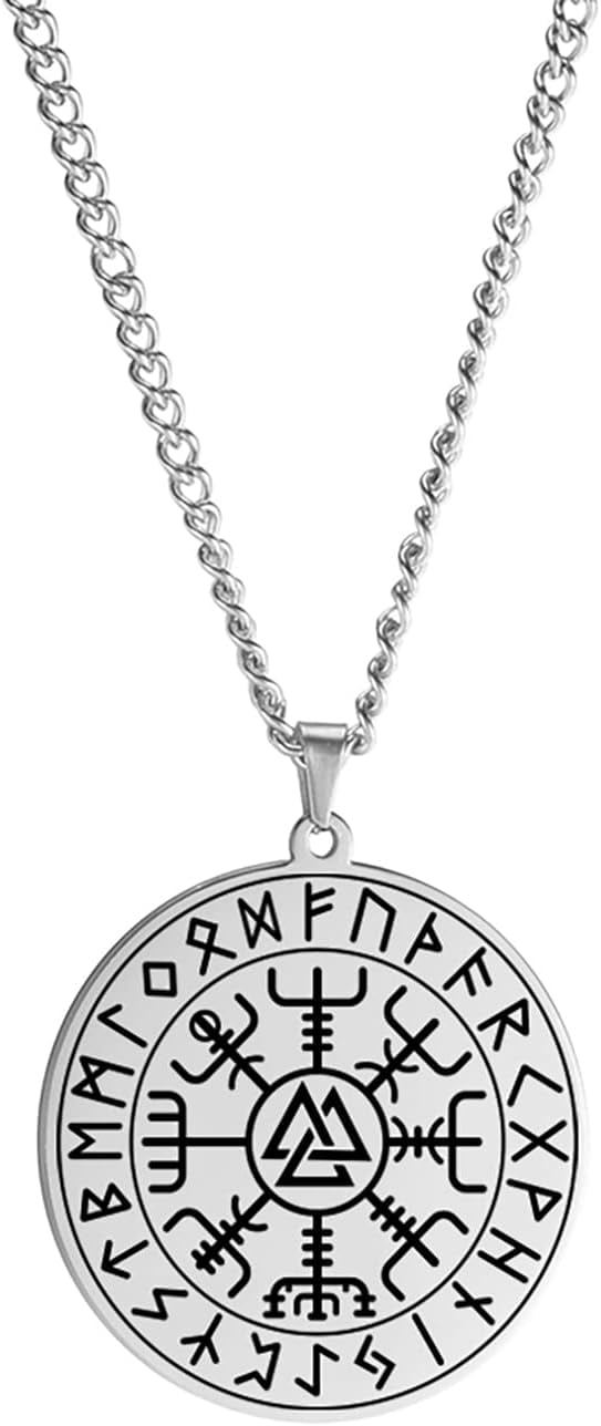 Viking Compass Necklace For Men Nordic Triquetra Valknut Viking Runes ...