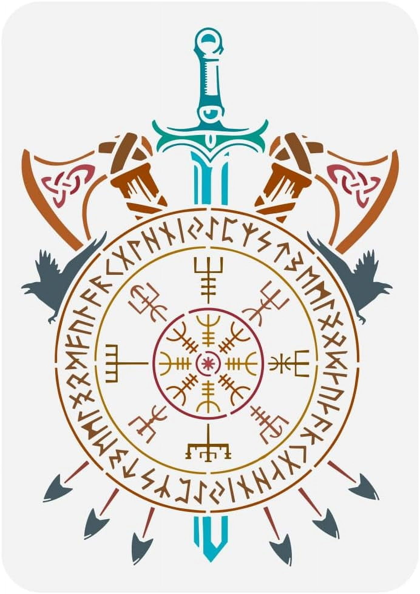Viking Compass Painting Stencil 8.3x11.7" PET Viking Vegvisir Coin ...