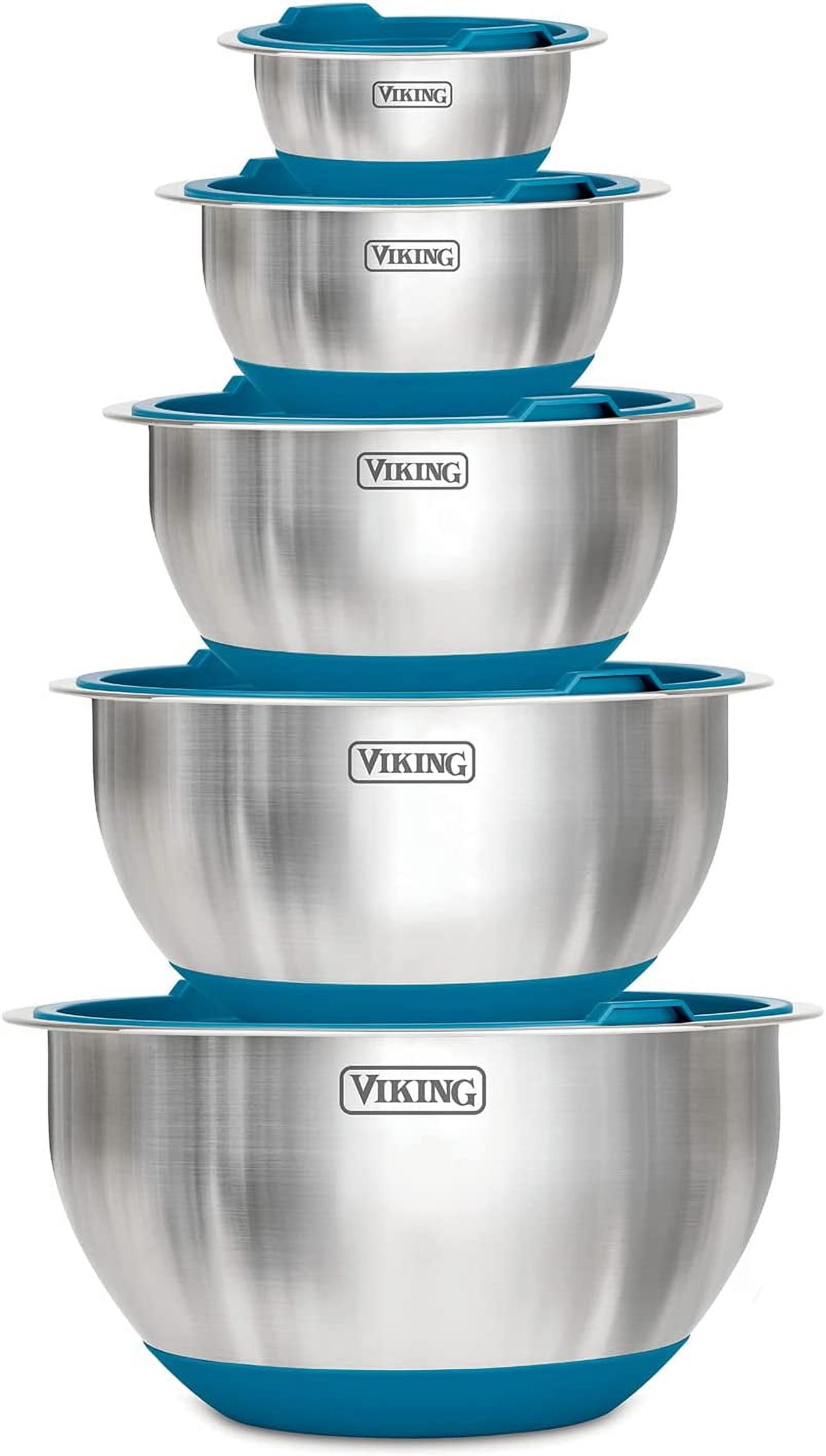 Viking Culinary Stainless Steel Mixing Bowl Set, 10 piece, Non-slip ...