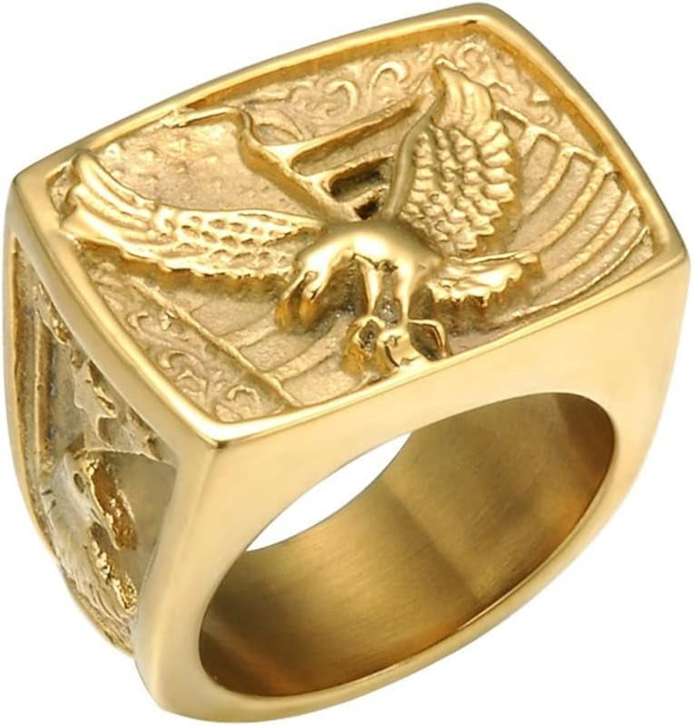 Viking Eagle Ring, Men's Stainless Steel American Flag Bald Eagle Ring ...