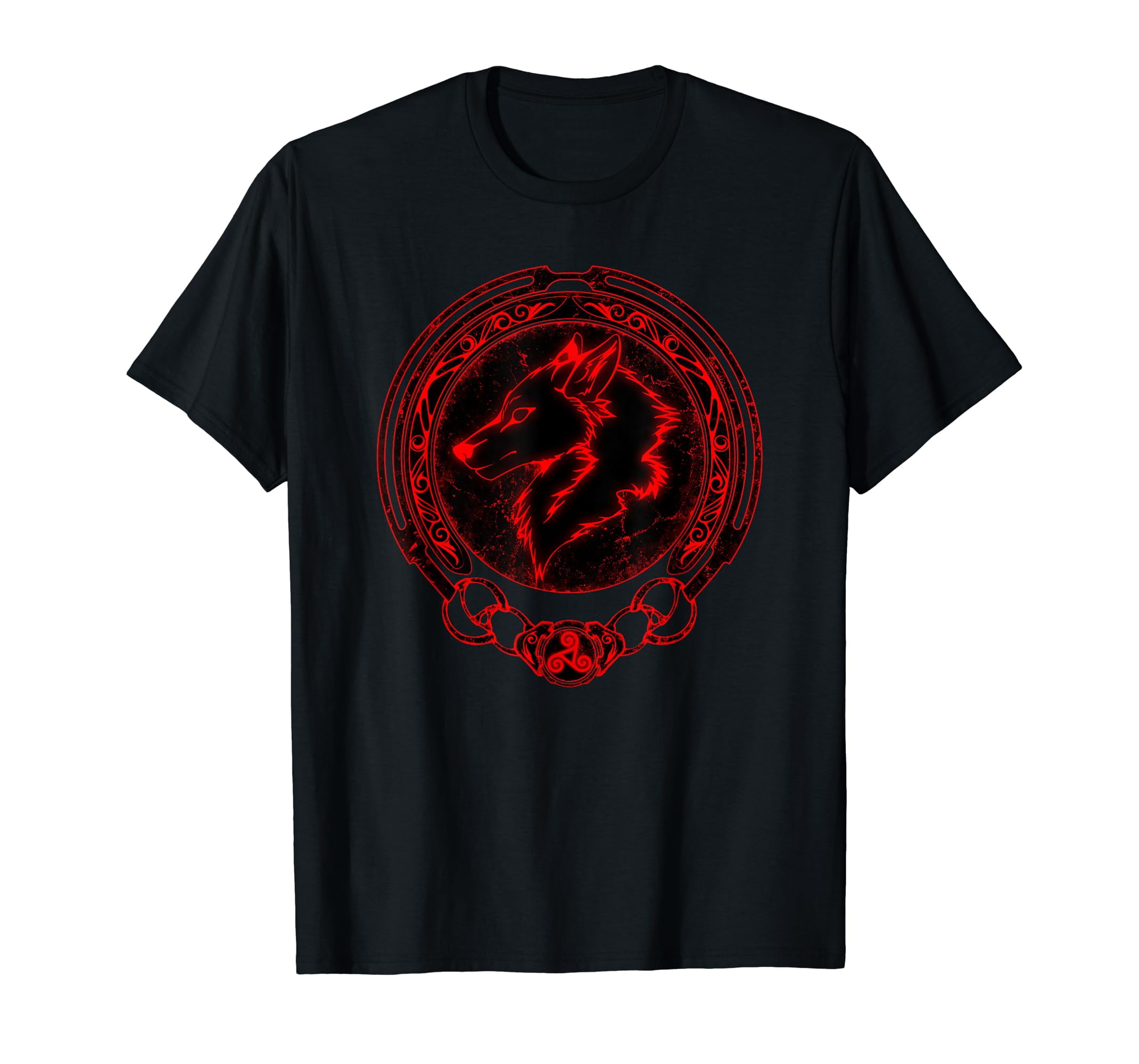 Viking Fenrir Fenris Wolf Celtic Triskelion Symbol T-Shirt - Walmart.com