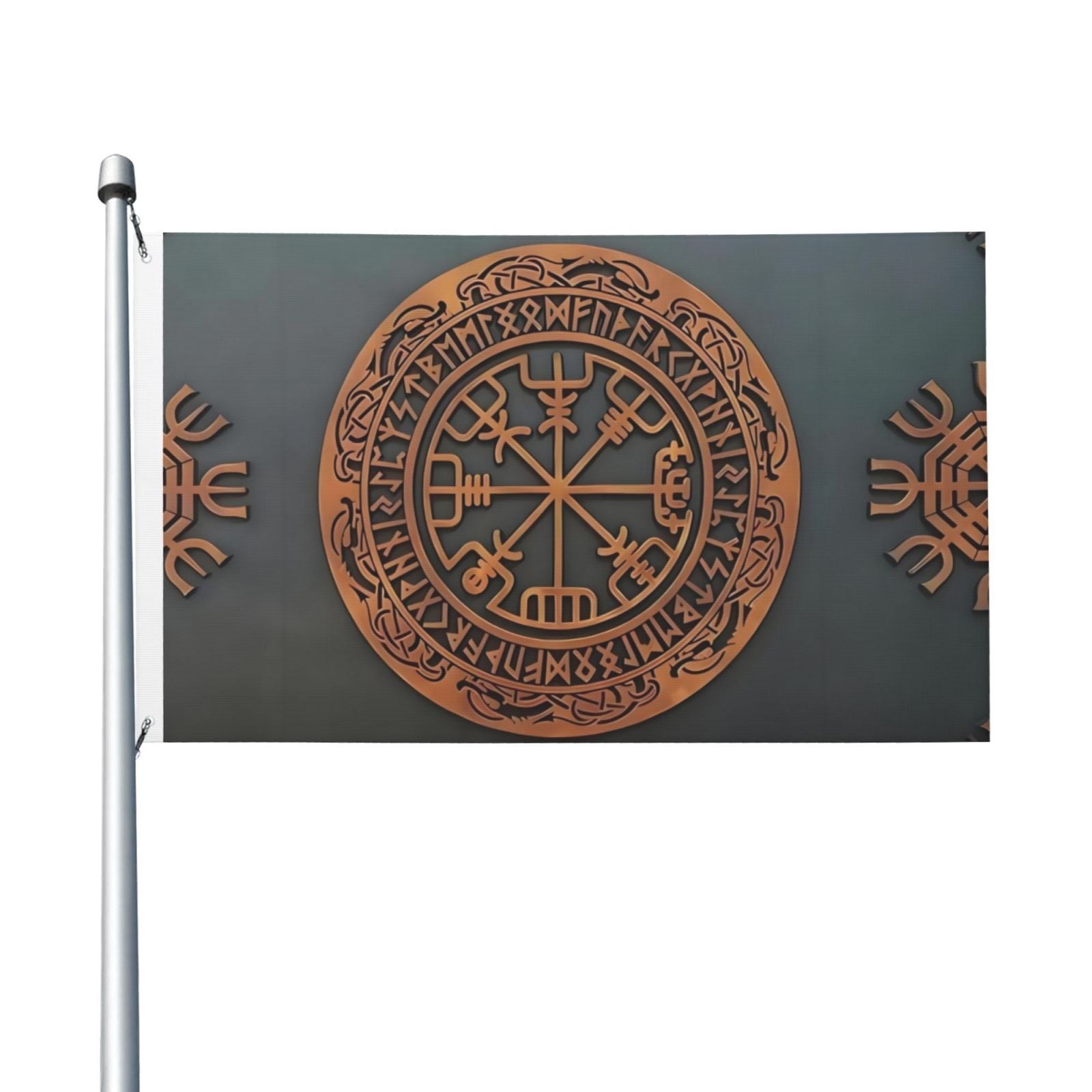 Viking Flag Vintage Compass Totem Rune Flag Nordic Mythology Decoration ...