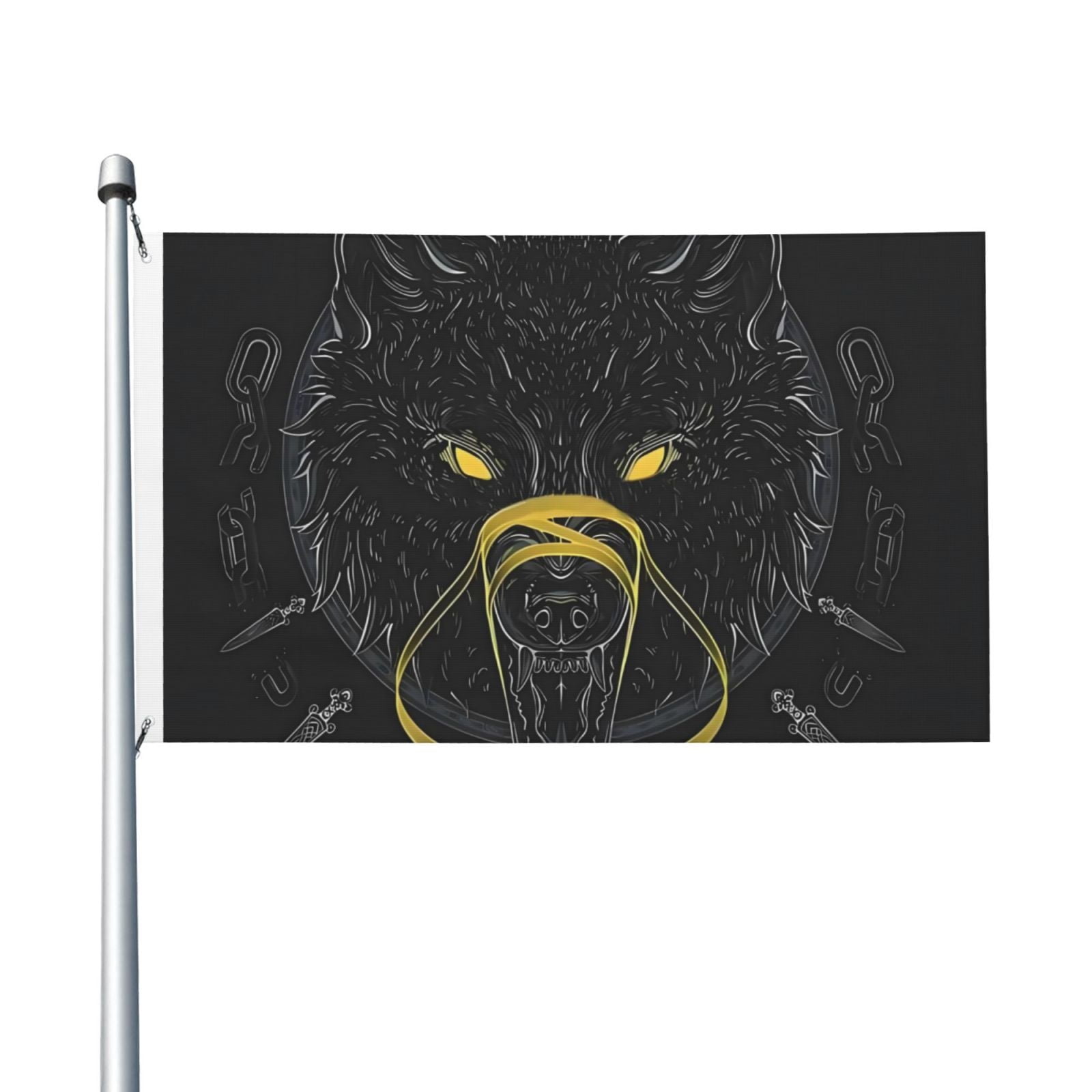 Viking Flag Vintage Fenrir Wolf Flag Norse Mythology Decoration Double ...