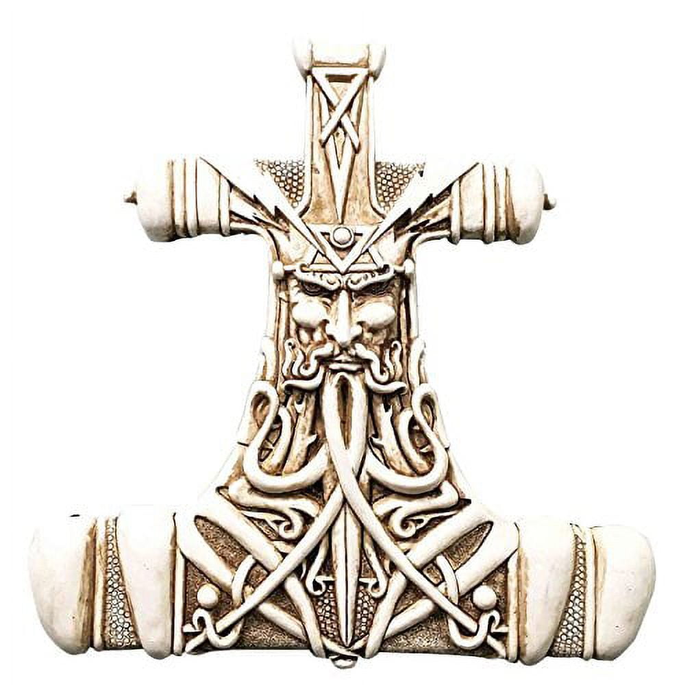 Viking God Thor Bone Hammer Mjolnir Thunder Wall Plaque Home Decor ...